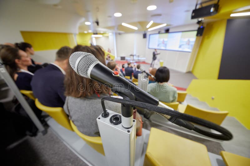 Closeup Microphone in Holder in Stock Photo - Image of audio ...