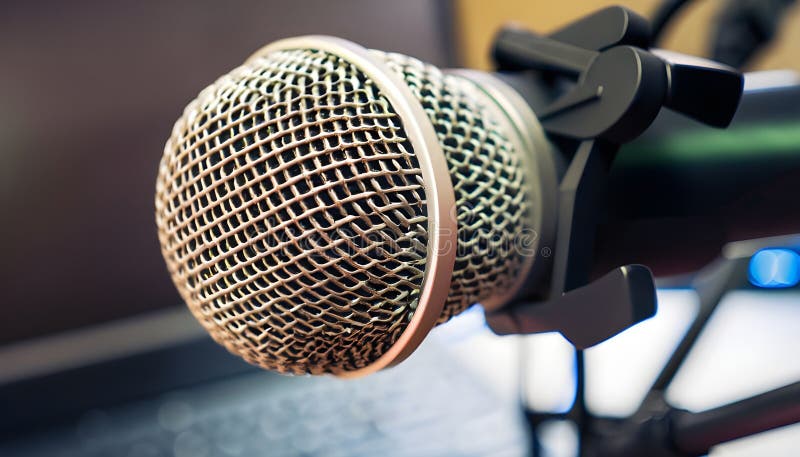 Closeup Microphone. Streaming and Podcasts, Studio Microphone Stock ...
