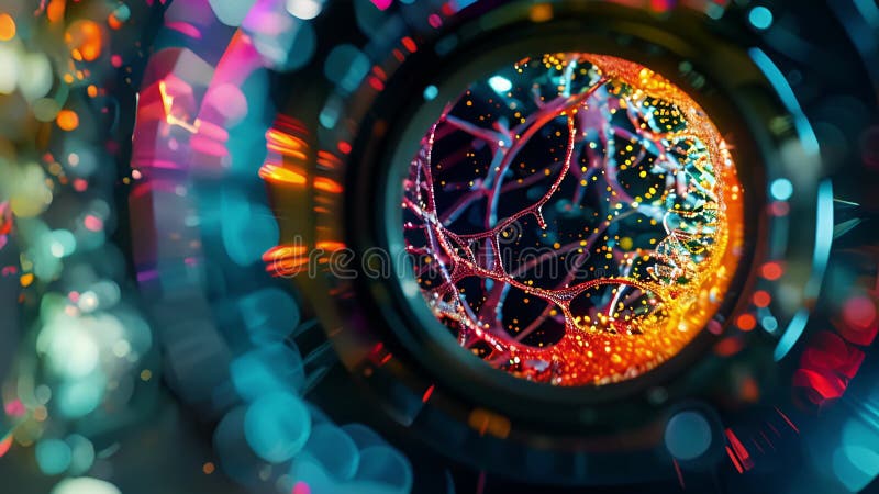 Closeup of a Microscope Lens Revealing a Magnified View of a Single ...