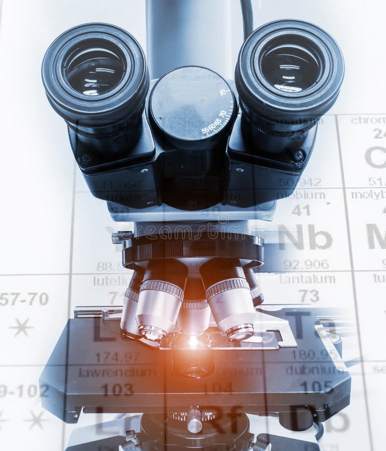 Closeup of Microscope Lens. Science Laboratory Research and Development ...