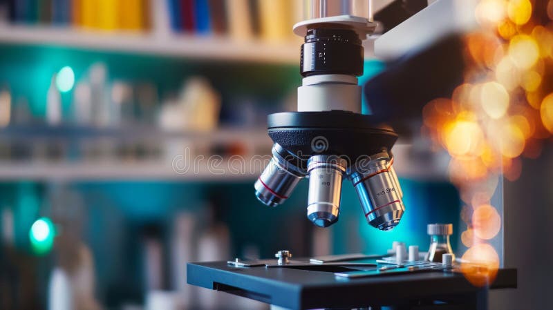 Closeup of a Microscope in a Modern Laboratory Setting Stock ...