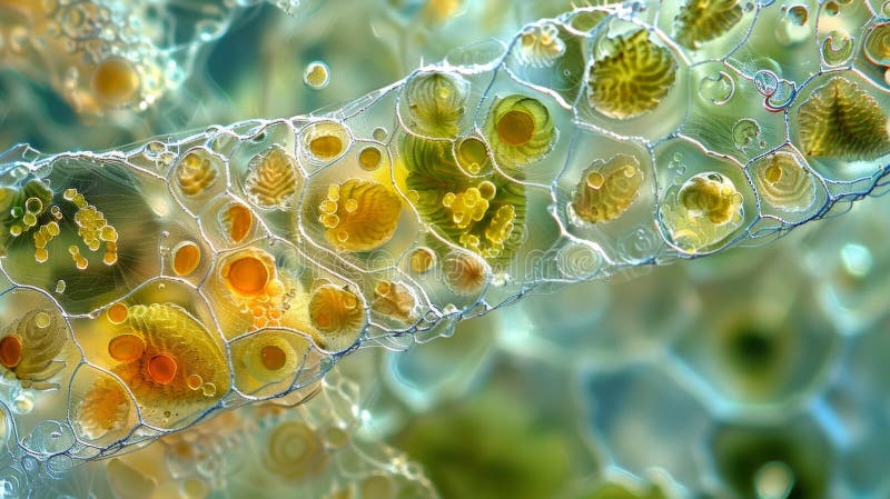A Closeup of a Microscope Slide Containing a Single Tiny Microalgae ...