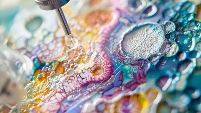 A Closeup of a Microscope Slide with Tissue Samples Under Examination ...