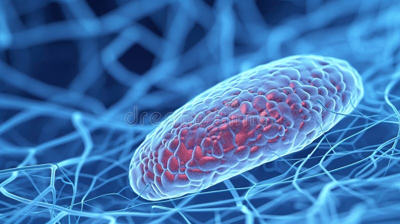 Closeup of Microscopic Blue Bacteria. Microbiology Concept. Pathogen ...