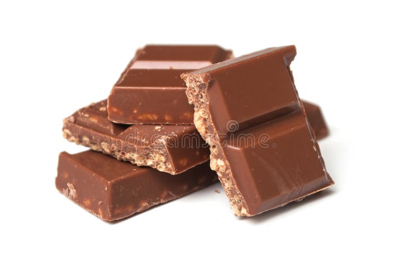 Milk Puffed Rice Chocolate Blocks on White Background Stock Image ...