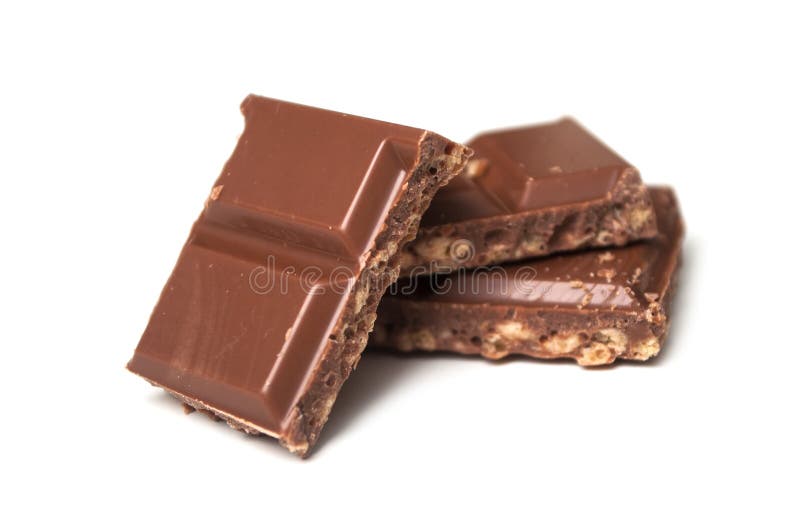 Milk Puffed Rice Chocolate Blocks on White Background Stock Image ...