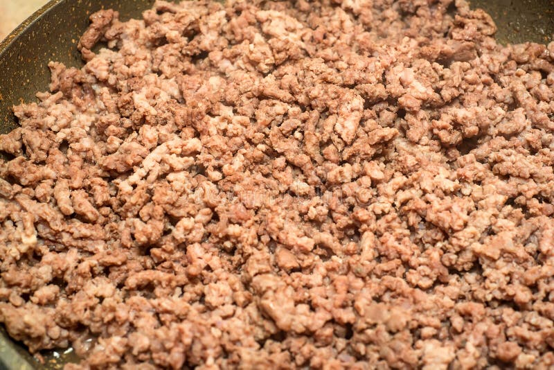 Close-up of Fried Minced Meat Stock Photo - Image of metal, grind ...