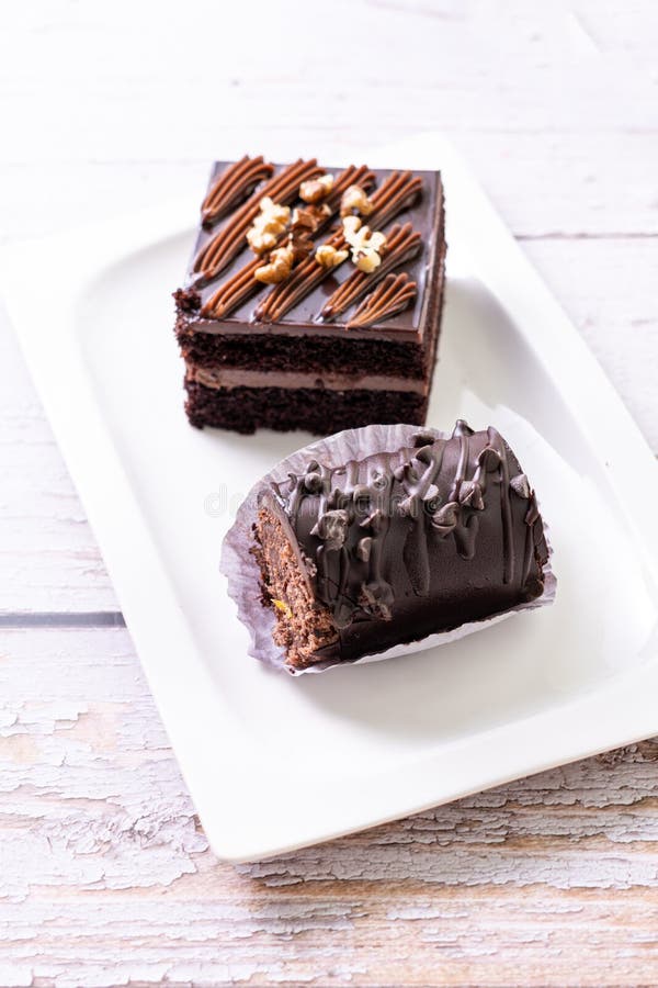 Closeup of a Mini Chocolate Cake Roll Topped with Chocolate Chips and a ...