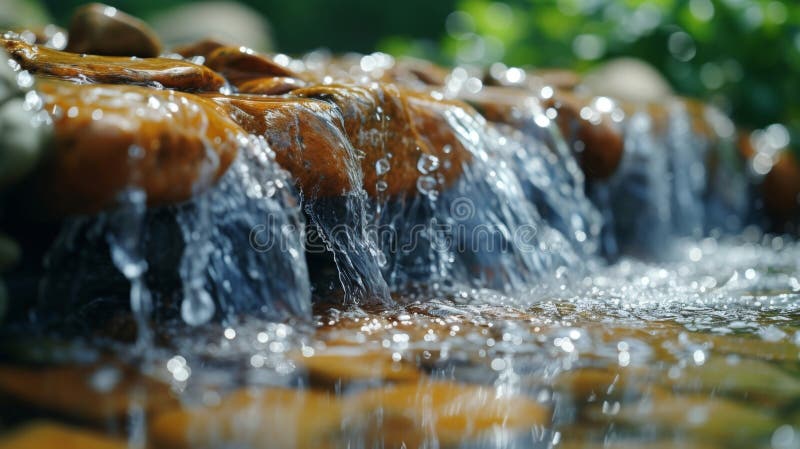 Closeup of Mini Waterfalls Forming on the Rocks As the Water Splashes ...