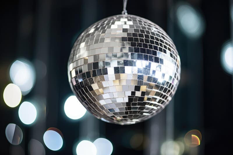 Closeup of a Mirror Ball Reflecting Lights in a Dance Studio Stock ...