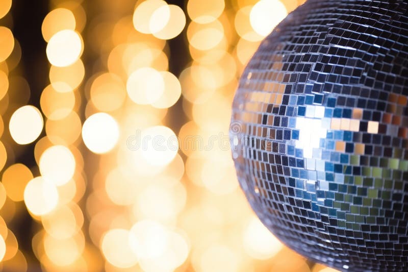 Closeup of a Mirror Ball Reflecting Lights in a Dance Studio Stock ...