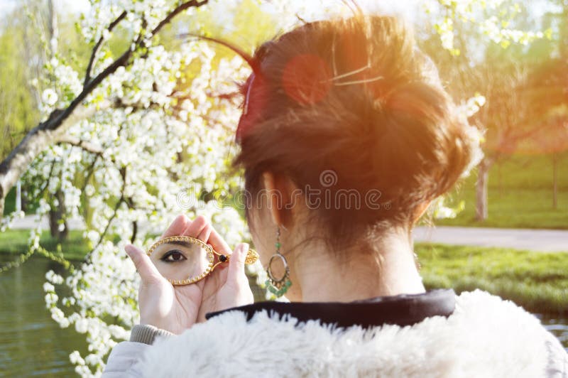 Closeup of a Mirror Reflection of a Womans Eye Stock Photo - Image of ...