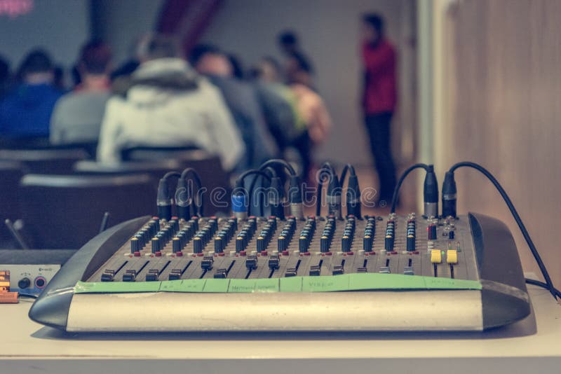 Closeup of Mixing Console at Live Presentation. Stock Image - Image of ...