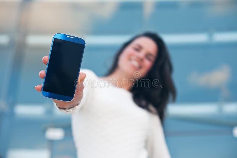 Closeup Mobile Smartphone in Hand of Woman Stock Photo - Image of ...