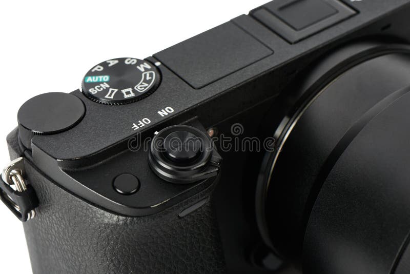 Closeup of Mode Dial and Shutter Button on a Mirrorless Camera Stock ...