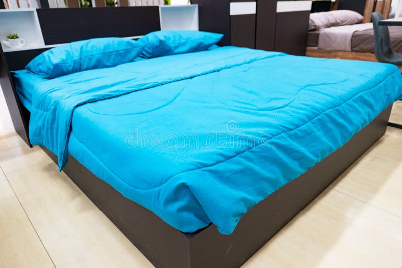 Closeup Modern Bed , Stylish Bedroom Interior Design Stock Image ...