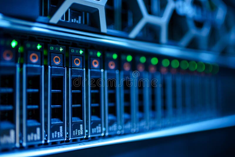 Modern Blue Computer Data Server Stock Image - Image of rack, rendering ...