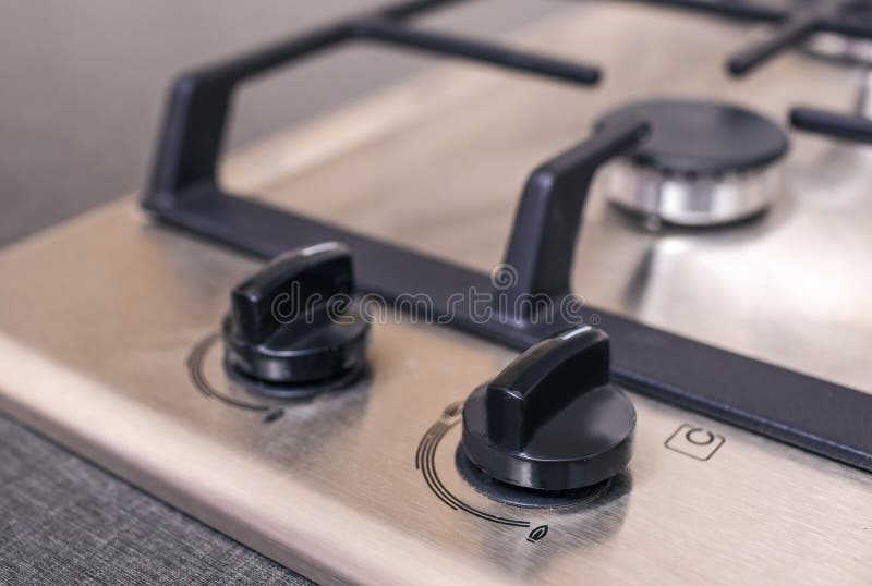 Closeup of Modern Double Burners Split Gas Oven. Stock Photo - Image of ...