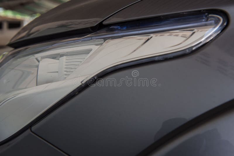 Closeup Modern Front a Car Headlight Stock Photo - Image of auto ...