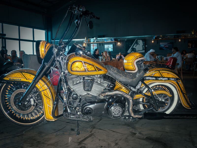 Closeup of Modern Motorbikes in a Workshop in Dubai, UAE Editorial ...