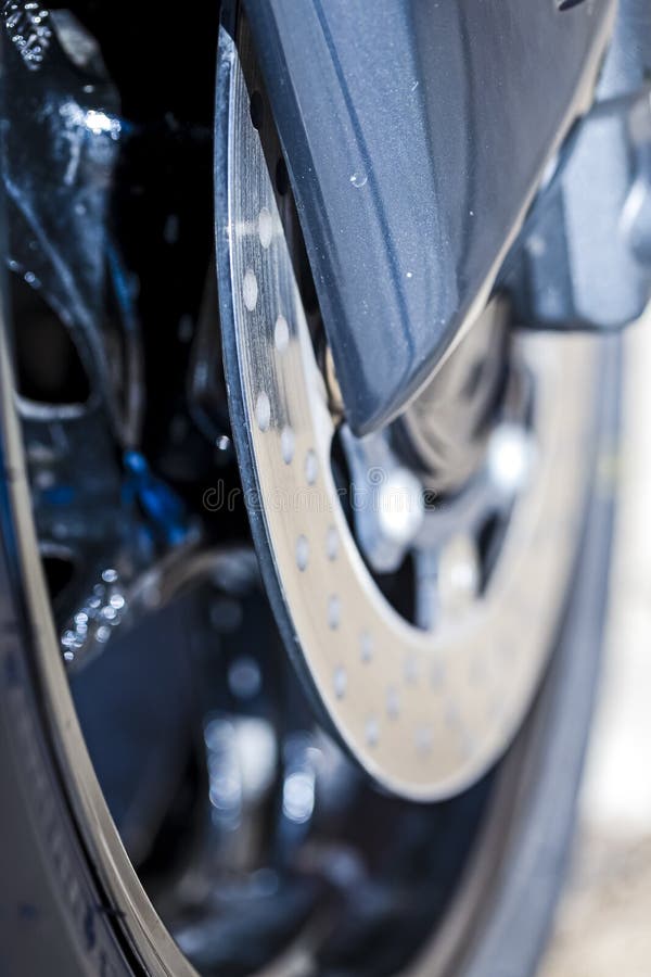 Closeup of Modern Motorcycle Front Brake System Stock Image - Image of ...
