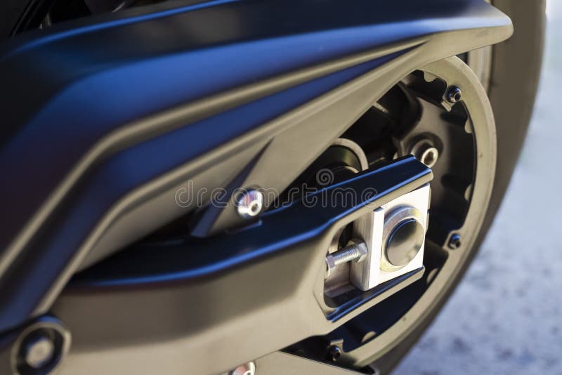 Closeup of Modern Motorcycle Rear Wheel Fork with Cover Stock Image ...