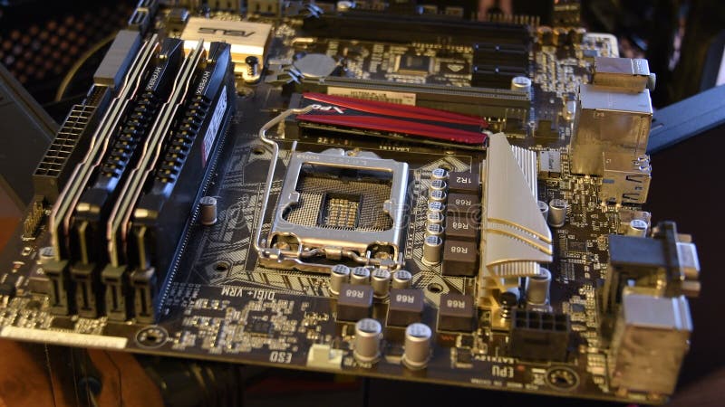 Closeup of motherboard stock photo. Image of integrated - 7149916