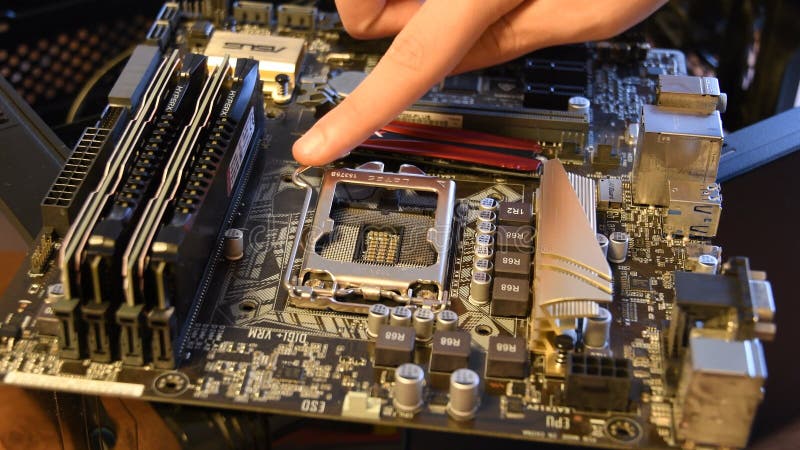 Closeup of Motherboard Hardware with Empty Space for CPU Editorial ...