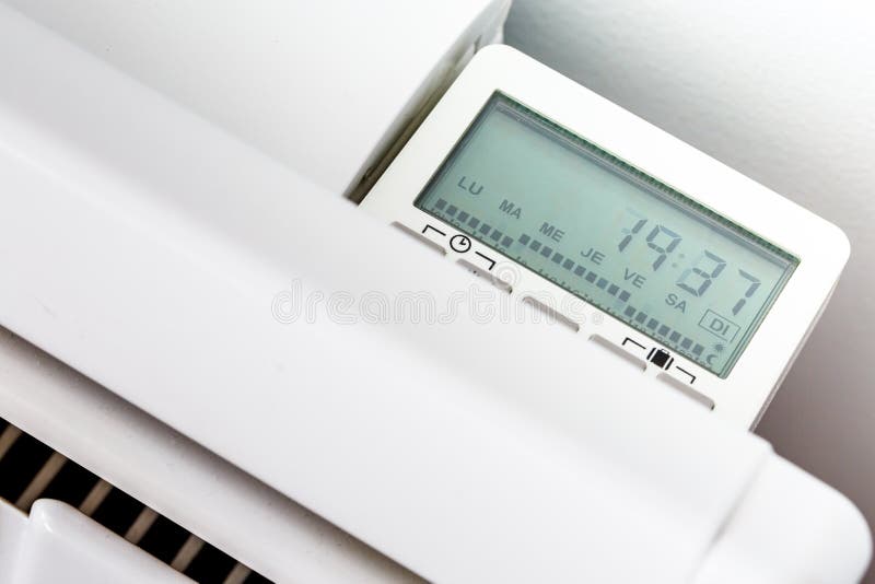 Closeup of Modern Radiator with Digital Timer Stock Photo - Image of ...