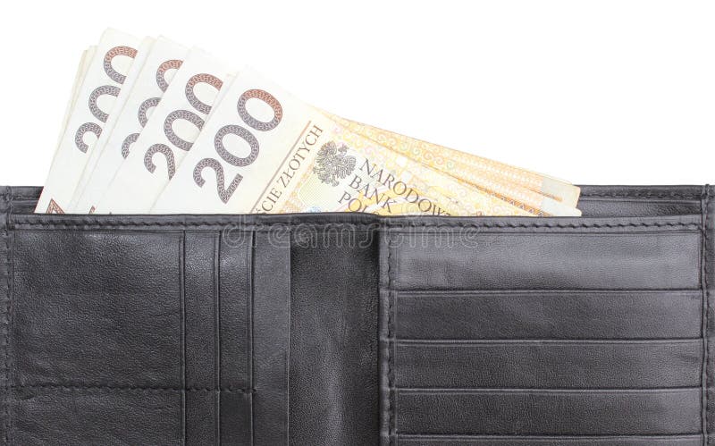 Closeup of Money in Wallet on White Background Stock Photo - Image of ...