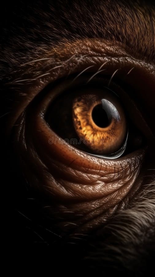 Closeup Monkey Eye, Portrait of Animal on Dark Background Stock ...