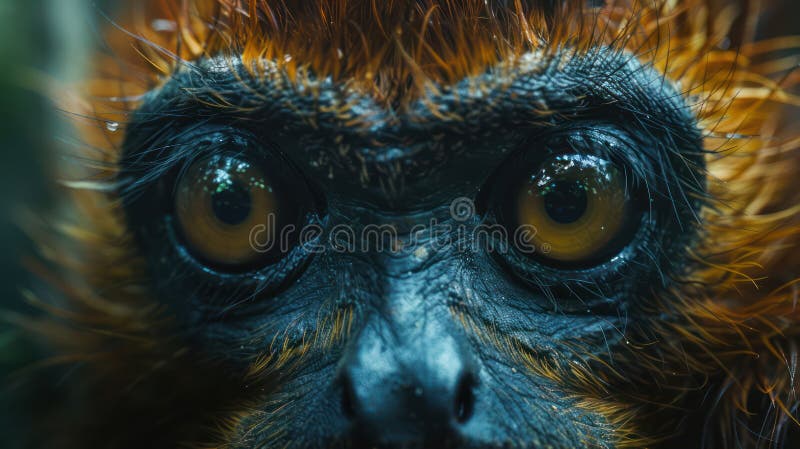A Closeup of a Monkey S Face with Wide Open Eyes Stock Illustration ...