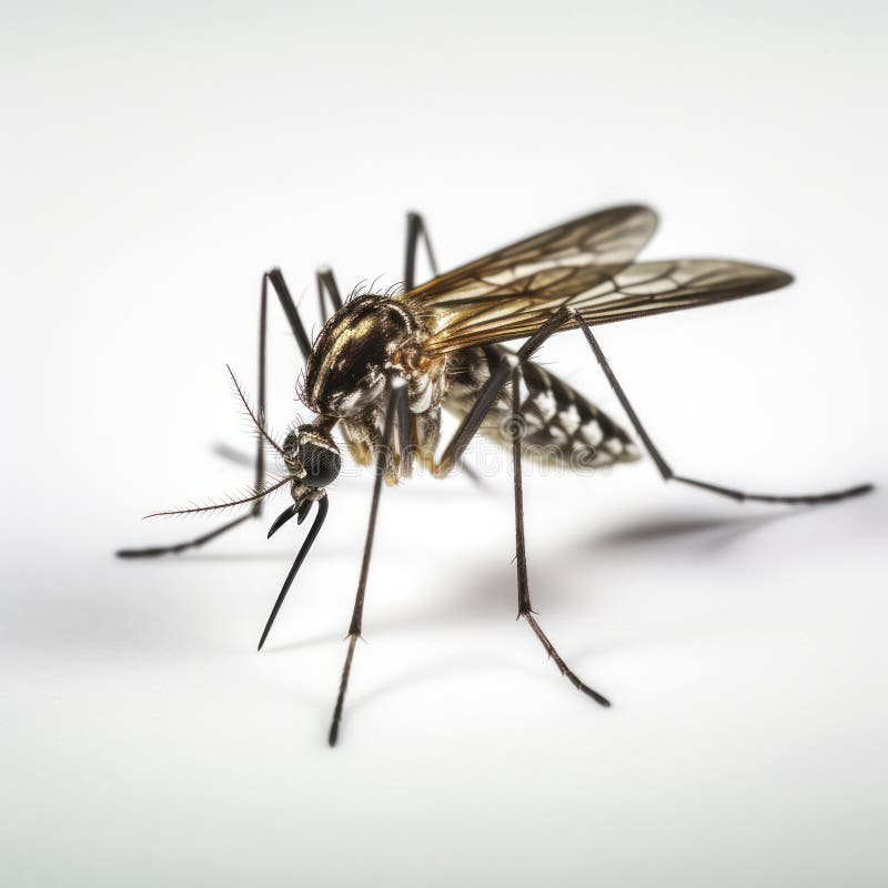 Closeup Mosquito on White Background Stock Image - Image of yellow ...