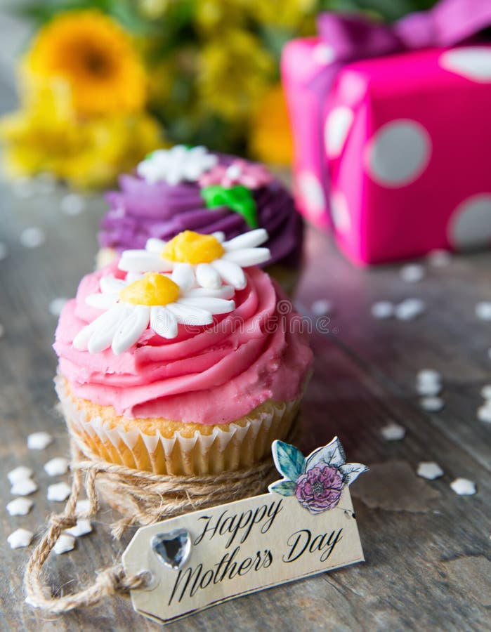 Happy Mothers Day Cupcake Gift with Coffee Stock Image - Image of cake ...