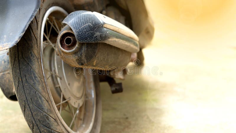 Motorcycle exhaust pipe. stock photo. Image of rear - 103425224