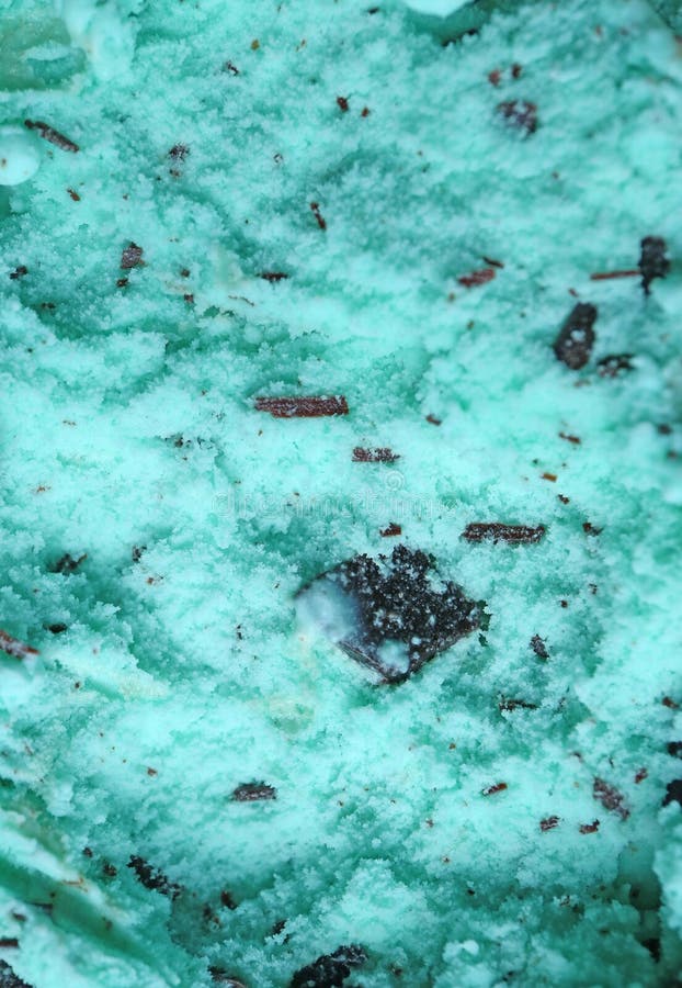 Closeup Mouthwatering Texture of Mint Chocolate Chip Ice Cream for ...