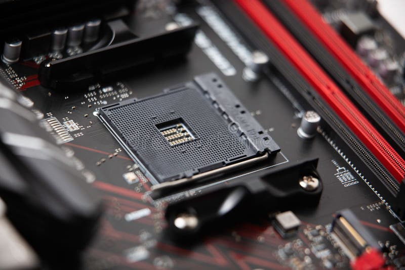 Closeup of MSI in a Computer Motherboard Isolated on a White Background ...