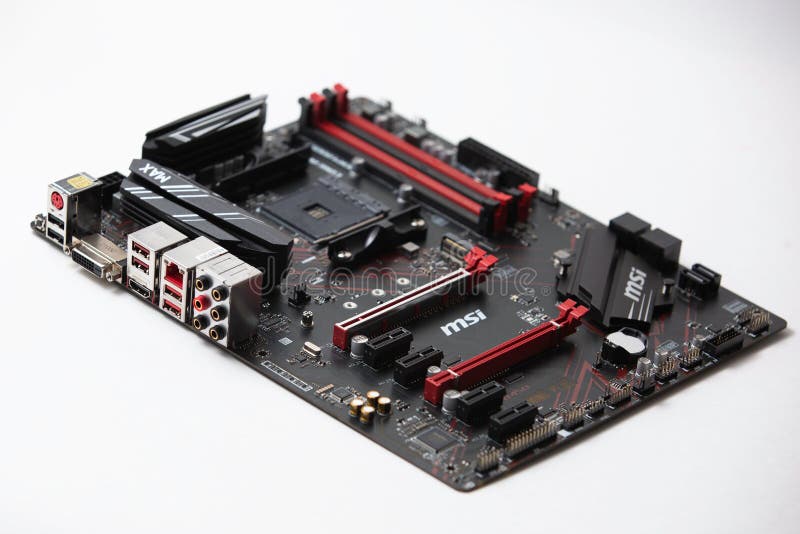 Closeup of MSI in a Computer Motherboard Isolated on a White Background ...