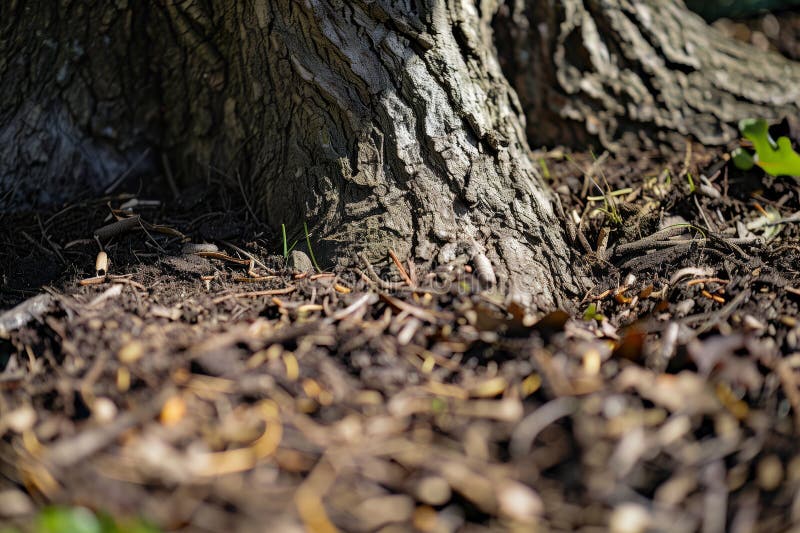 Closeup of Mulch Around the Base of a Tree Stock Image - Image of tree ...
