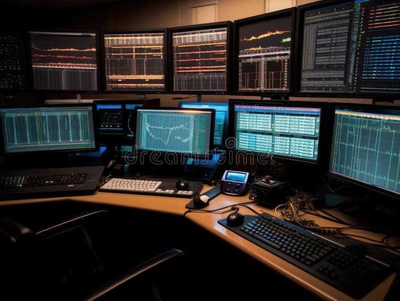 Computer Screens Display Data and Graphs Stock Illustration - Illustration of data, graphs ...