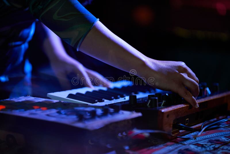 Closeup of a Musician Playing on a Keyboard Stock Photo - Image of ...