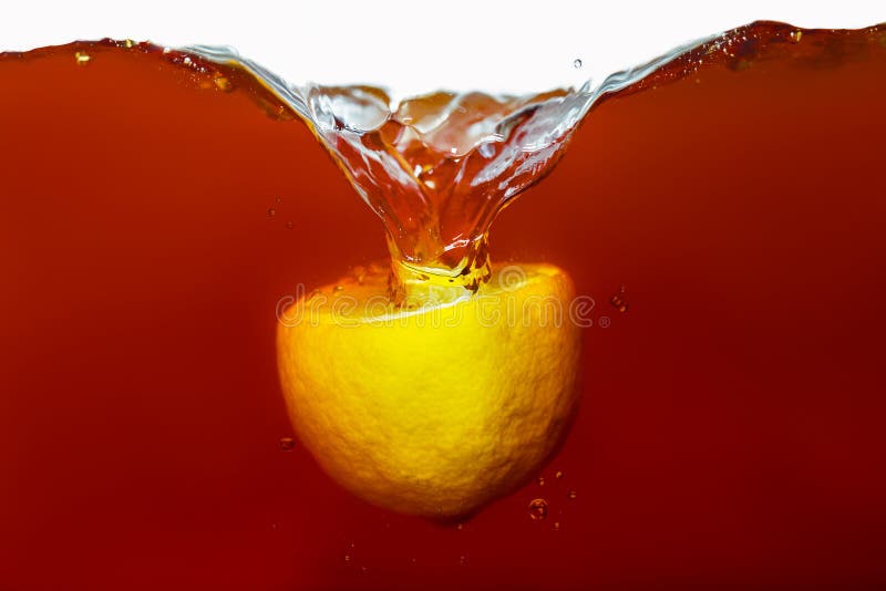 Closeup Natural Black Tea with Lemon. Abstract Liquid Concept Stock ...