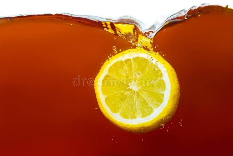 Closeup Natural Black Tea with Lemon. Abstract Liquid Concept Stock ...