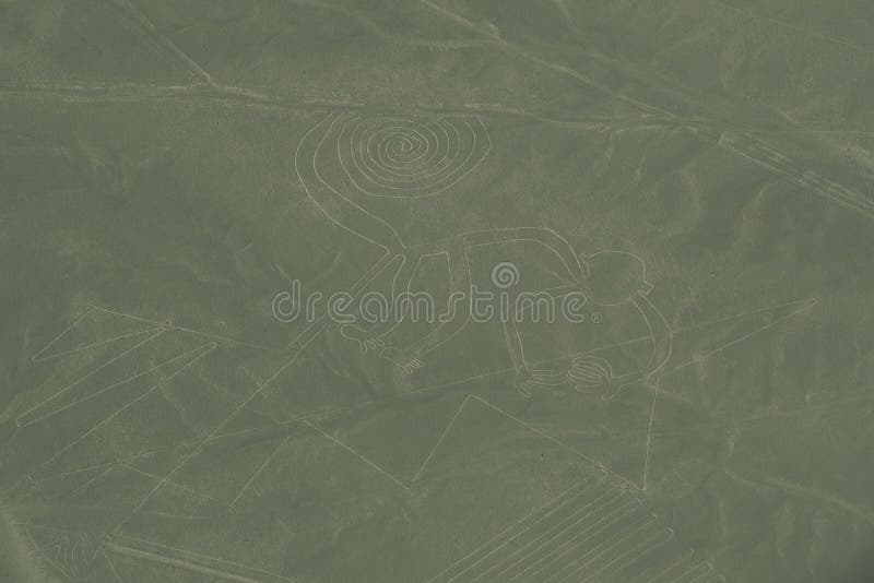 Closeup of Nazca Lines in a Monkey Shape, Peru Stock Image - Image of ...