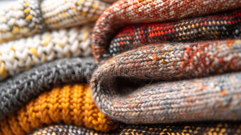 A Closeup of a Neatly Folded Stack of Sweaters with Different Colors ...