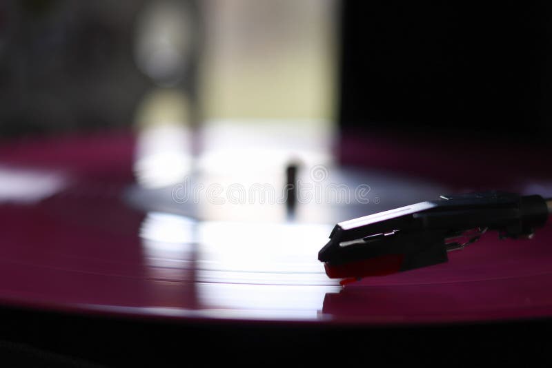 Closeup of a Needle on a Pink Vinyl Record Stock Image - Image of vinyl ...
