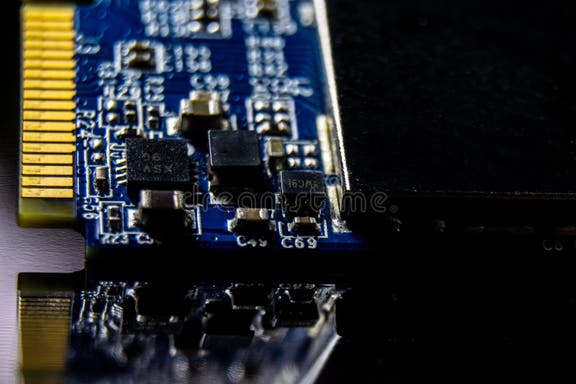 Closeup of a Network Interface Card for Computers on the Table Under ...