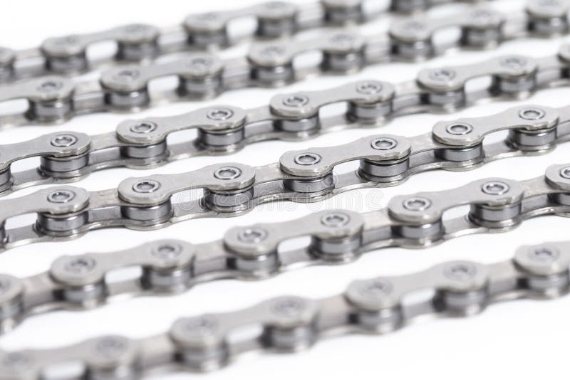 Closeup of New Clean Oiled Bicycle Chain Image Texture Isolated Over ...