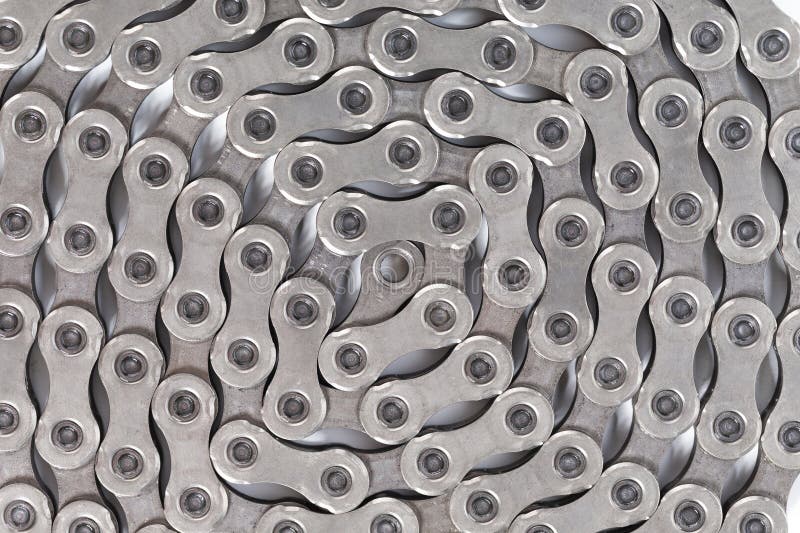 Closeup of New Clean Oiled Twisted Circled Bicycle Chain Image Texture ...