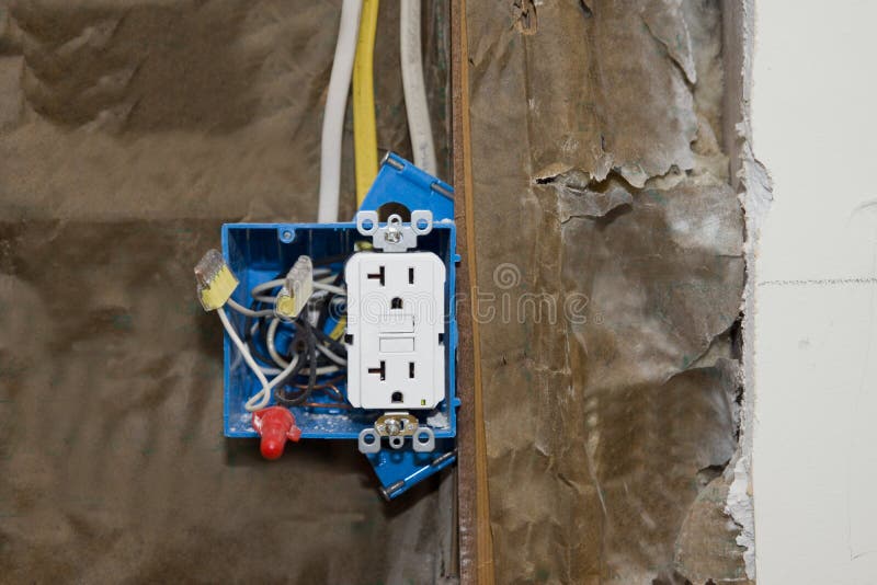 Kitchen Remodel New Electrical Outlet Closeup Stock Image - Image of ...